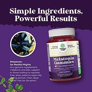 Melatonin 5mg Natural - Gelatin Free and Halal Melatonin Gummies 5mg Sleep Supplement for Adults - Strawberry Sleep Gummies for Adults Fall Asleep Faster with Natural Flavors and Colors 60ct