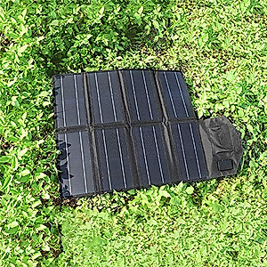AIZYR 50W Portable Foldable Solar Panel Charger, Waterproof Controller Solar Suitcase with Crocodile Clip and Dual USB Outputs for Portable Generator Power