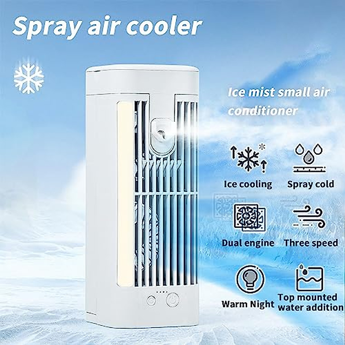 Latest Version Summer Air Conditioners, High Power Automatic Remote Head Air-Conditioner, USB Air-Conditioner Humidifier with 3-Speed with Automatic Head Shaking for Office Bedroom