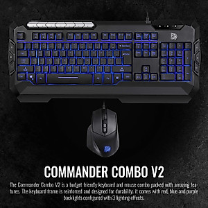 Thermaltake Tt eSPORTS Commander Combo V2, Gaming Keyboard and Gaming Mouse with 2500 DPI, 3 Color Back Lights and Lighting Effect, CM-CMC-WLXXMB-US