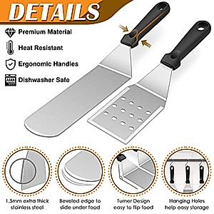 Joyfair 23Pcs Griddle Accessories Kit, Flat Top Grill Spatulas Set with Melting Dome, for Outdoor Camping BBQ, Stainless Steel Grilling Tools, Including Turners Scraper Carrying Bag, Dishwasher Safe