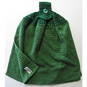 Dark Green Kitchen Towel - Double Thickness Best Quality Hanging Towel with Dark GreenTop