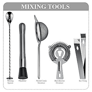 VG Cocktail Shaker Set with Acrylic Stand | 15 Pieces Mixology Bartender Kit | Bar Tools Set with All Bar Accessories for Dink Mixing, Beginers Home Bartending