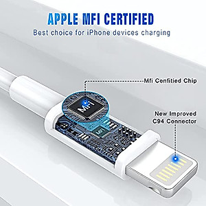 iPhone Charger 3Pack 6FT MFi Certified Lightning Cable Fast Charging Cords Apple Charger Compatible with iPhone 14 13 12 11 XS XR X Pro Max Mini 8 7 6S 6 Plus 5S SE iPad iPod AirPods