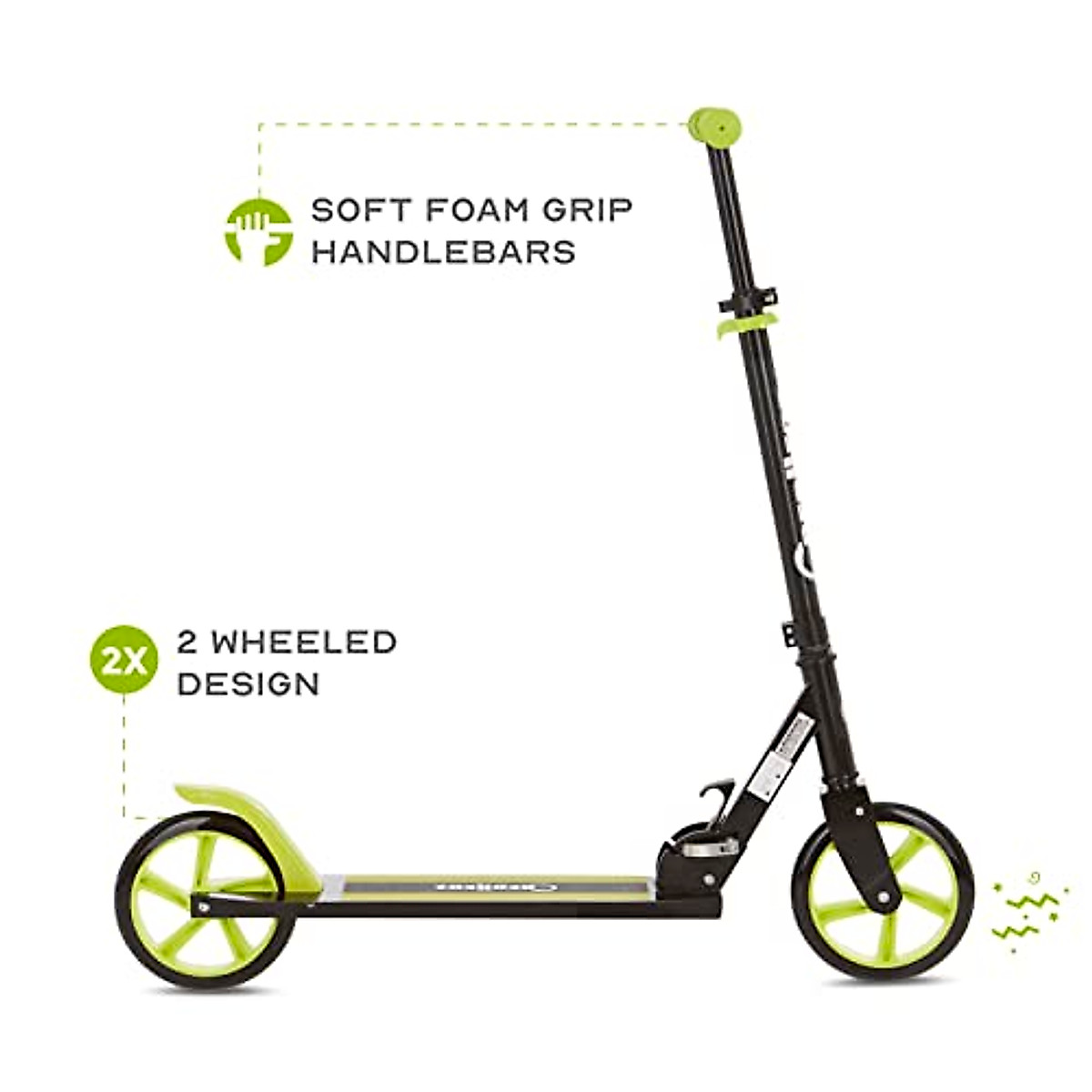 Voyager Big Wheel 2 Wheeled Kick Scooter Folding Scooter for Kids Large 200 MM Wheels, Easy & Portable Fold-N-Carry Design, Ultra-Lightweight, Comfortable & Safe, Durable & Easy to Ride