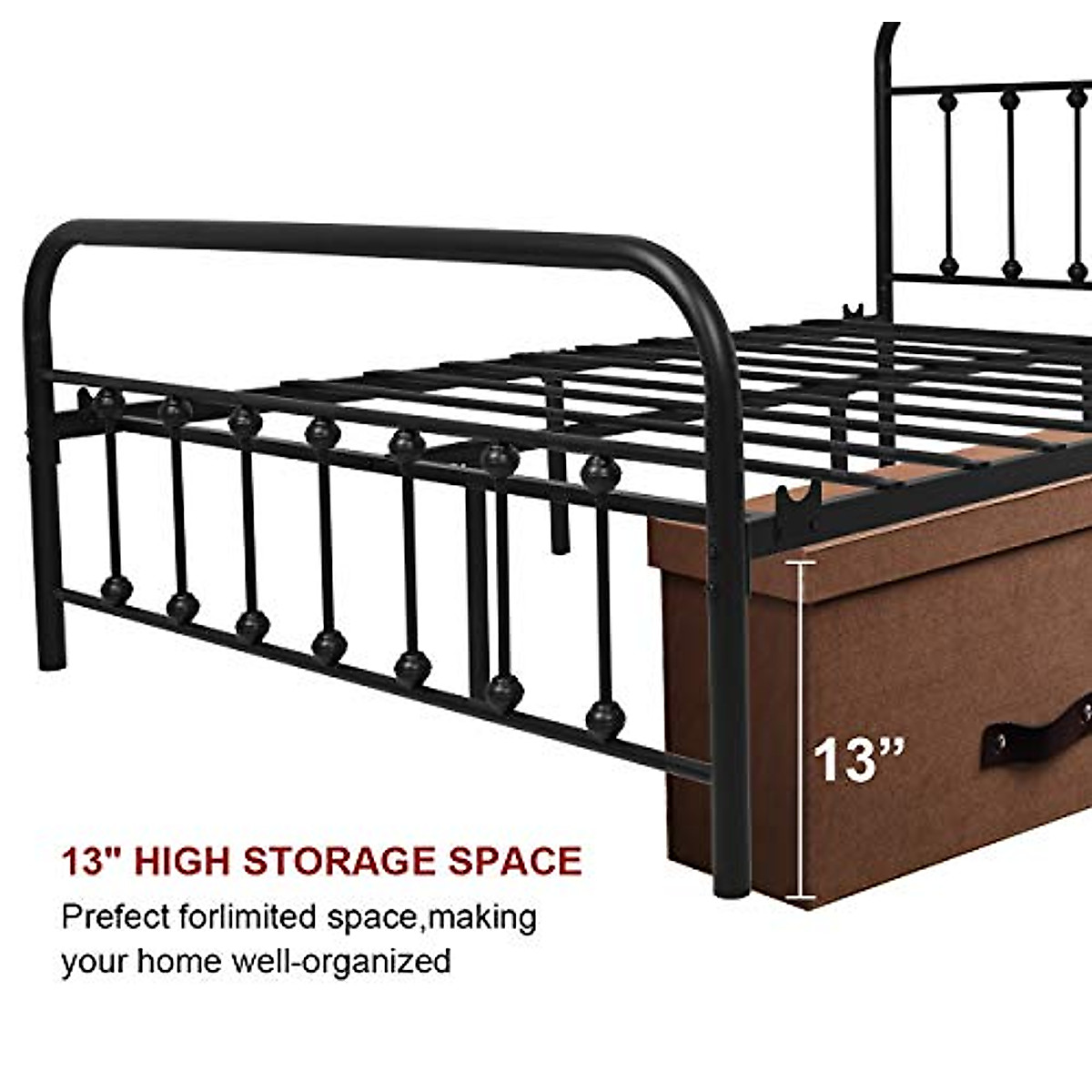 NEEBIRGELIA Black Metal Bed Frame Full Size with Headboard and Footboard Single Platform Mattress Base,Metal Tube and Iron-Art Bed（Full,Black）