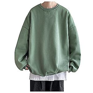 JUNGE Mens Clothes,Sweatshirts,Apparel for Men,Men Sweatshirts,Menswear,Sweatsuits Men,Cool Sweatshirts,Casual Outfits Men,Casual wear Men,Plain Black Sweatshirt,Plain White Sweatshirt 07-green