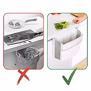 AYADA Kitchen Folding Trash Can, Widened Hanging Collapsible Garbage Can Door Mount Over Cabinet Door Drawer Counter Foldable Plastic Hook Waste Bin Basket with Garbage Bag RV 2.9 Gal