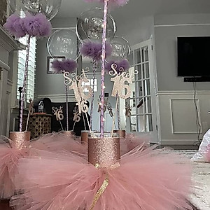 10-Pack Glitter Gold Double Sided Sweet 16 Birthday Anniversary Centerpiece Sticks, Number 16 Table Cake Topper for Sweet 16 Birthday Table Party Decorations (sweet 16) (rose gold)