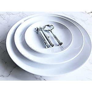 3 Tier Serving Tray,White Cupcake Stand,Cake Stand,Three Tiered Dessert Pastry Stand,Fruit Tea Party Stand(Melamine Material,Large Size.Silver Rod) with A Table Number Holder