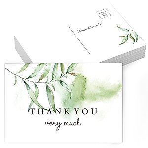 TENTADO Thank You Postcards, Blank with Mailing Side, thank you cards for Wedding, Baby or Bridal Showers, Birthday, Graduation, Parties, Business, Blank Postcards (Set of 50) 4" x 6"
