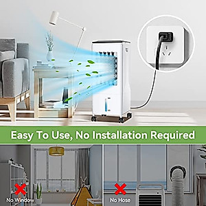 Portable Air Conditioners, 3 in 1 Portable Air Conditioner, Humidifier, Fan with 3 Wind Speeds & 60° Oscillation, Remote Control, 5.5L Water Tank, 1-7H Timer, Portable AC for Home Office