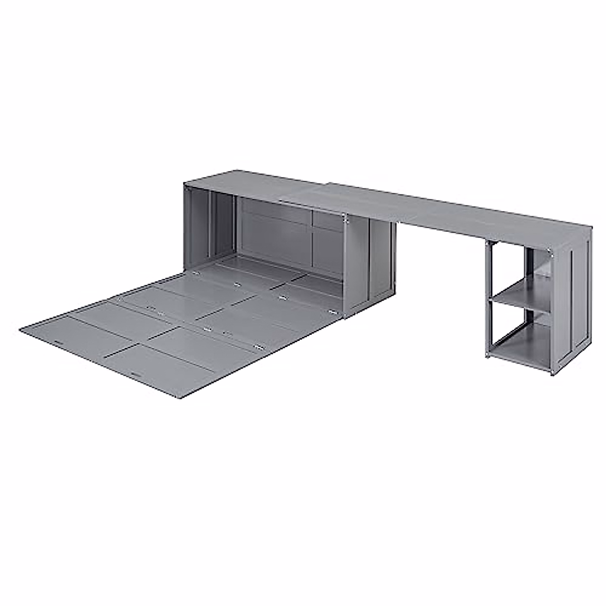 Murphy Bed with Rotable Desk,Queen Size Space-Saving Platform Bed Frame with Storage Desk for Bedroom,Easy to Assembly, No Need Spring Box (Grey)