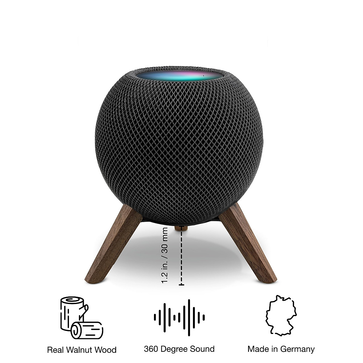 balolo Real Wood Tripod for HomePod Mini (Black Walnut)