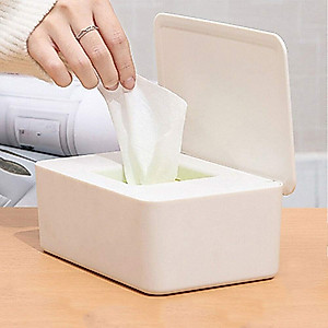 XUSHAN Baby Wipes Dispenser, Container for Wipes, Wet Wipes Box with Sealed Lid, Diaper Storage Case, Toilet Tissue Dispenser Box(White(1 PC))