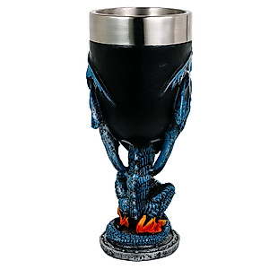alikiki Medieval Fantasy Blue Dragon Goblet - Dungeons and Dragons Gifts Party Decoration D&D Game Chalice Cup of Thrones Merchandise 7oz Stainless Steel Gothic Drinking Cups