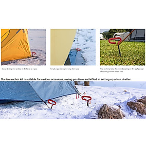 Tent Stakes, 4 Pcs Ice Nail Ground Nail Threaded Peg Nail Tent Fixer Accessory Tent Nail Ice Fishing Anchors Tool for Outdoor Camping Tent Ice Fishing Shelter Stake (Black R)