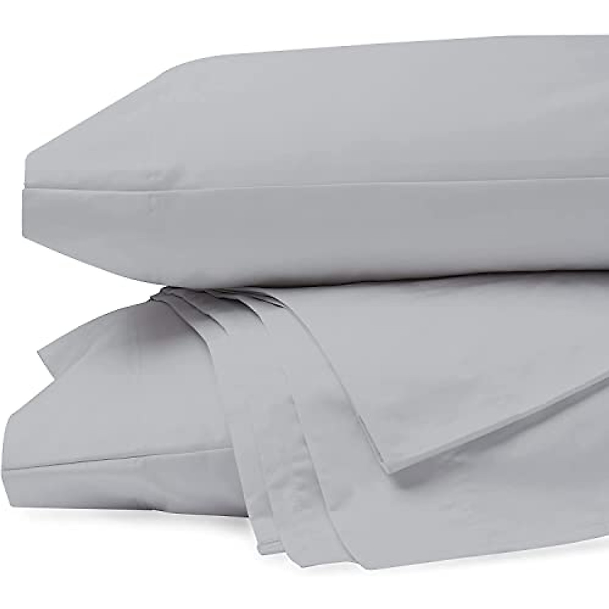 Purity Home 400 Thread Count 100% Cotton Sheets, Cooling Percale Queen Light Gray Sheet Set, with Elasticized Deep Pocket Bed Sheets, Hotel Luxury 4 Piece Queen Size Bedding Set - Queen, Light Gray