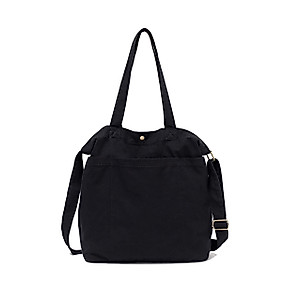 Jeelow Washed Canvas Tote Handbag Shoulder Bag Purse Crossbody With Pockets For Men & Women