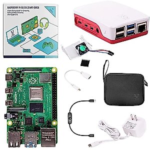 Vilros Basic Starter Kit for Raspberry Pi 4 Model B with Official Raspberry Pi Accessories-Includes: Raspberry Pi 4 Board, Official Raspberry Pi Case, Case Fan, Power Supply and More (2GB, Red/White)