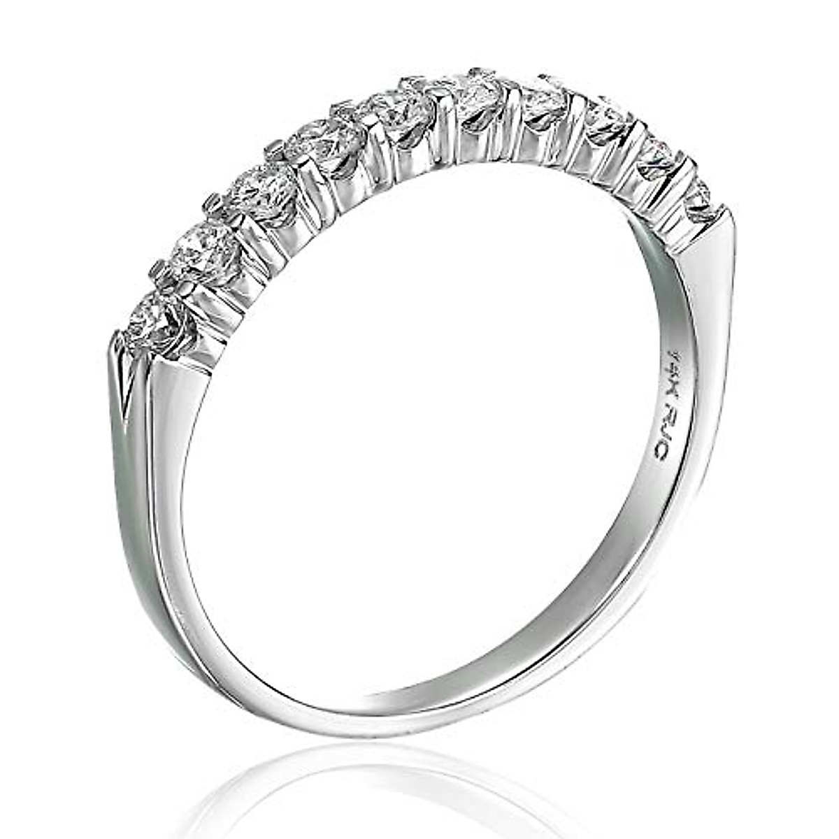 Vir Jewels 1/2 carat (ctw) Diamond Wedding Anniversary Band for Women, Round Diamond Engagement Ring 14K White Gold 10 Stones Prong Set 0.50 cttw I1-I2, Size 5.5