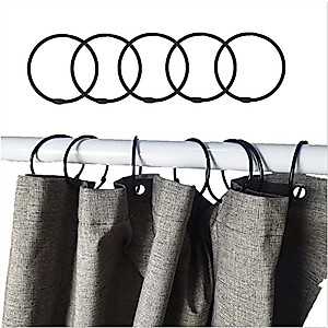 30Pcs Shower Curtain Rings Rustproof Shower Curtain Hooks for Bathroom Decorative Metal Round Shower Ring Hooks for Shower Rods Curtains (Black)