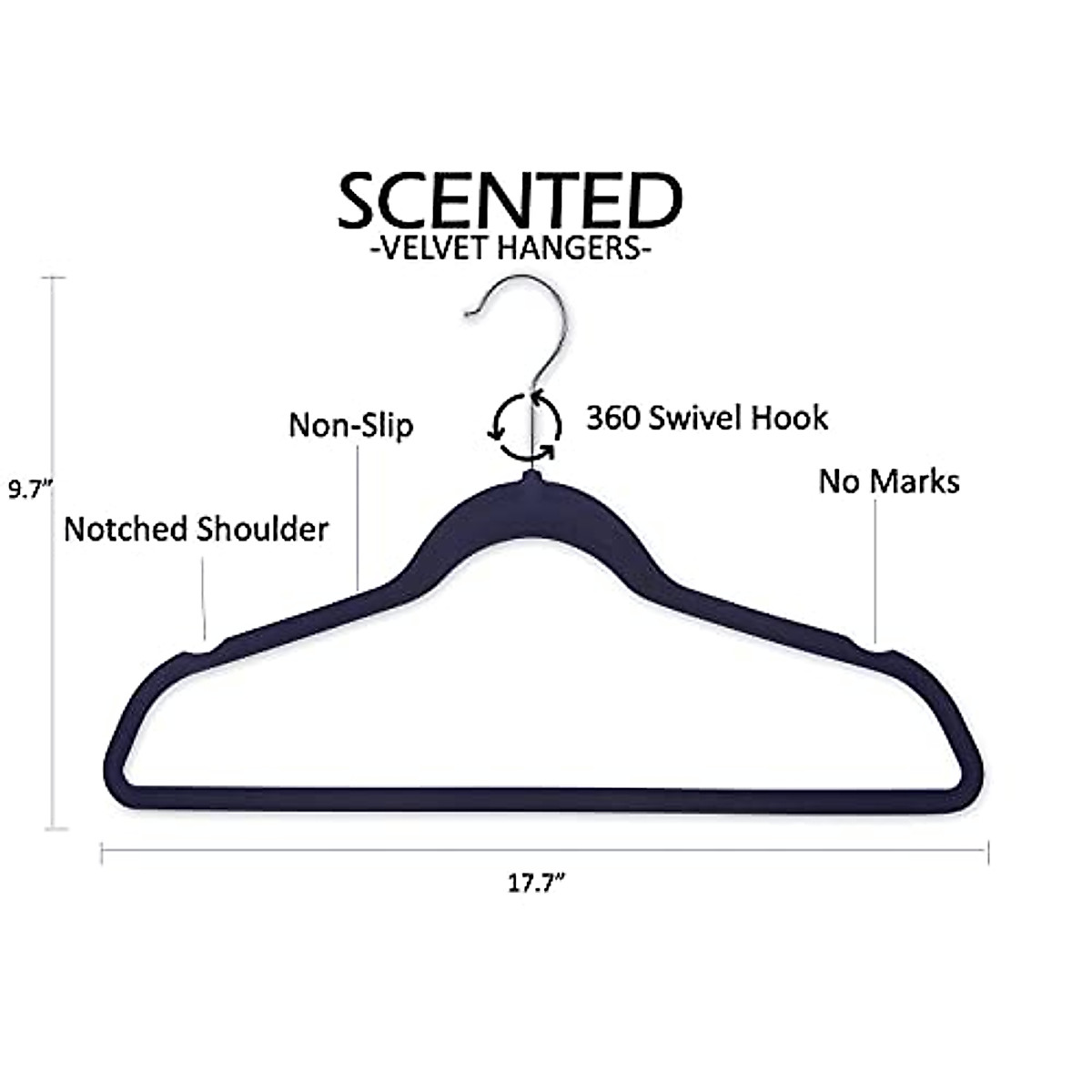 HangAroma Non-Slip Scented Velvet Hangers - Heavy Duty Clothes Hanger - Ultra Thin Space Saving 360 Degree Swivel Hook - Ideal for Coats, Jackets, Pants, & Dress - Fresh Air - 6 Pack