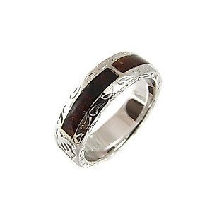 Arthur's Jewelry Genuine Hawaiian koa wood eternity wedding band ring honu turtle 925 silver 6mm size 9