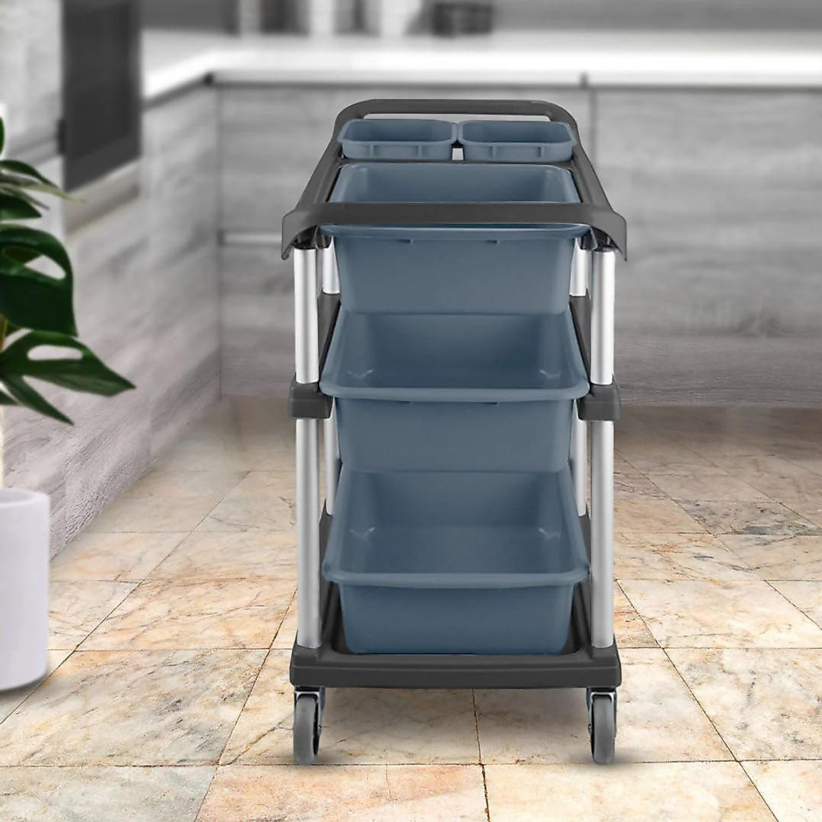 Storage Cart 3 Tier Heavy Duty Commercial Grade Utility Cart,Carts With Wheels,Multi-Function Mobile Shelving Unit Organizer for Hotel,Restaurant,Kitchen, Bedroom,Laundry Room( Size : 88*46.5*94 cm )