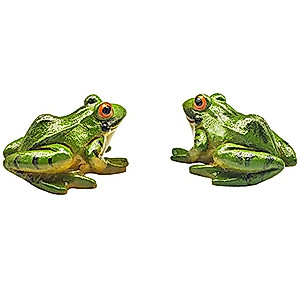 MAOMIA 2pcs Miniature Frog Figurine, Fish Tank Decoration Fairy Garden Turtle Statue Landscape Indoor Outdoor Decor Ornament