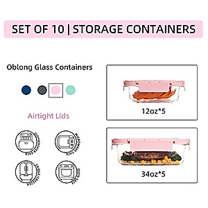 10 Pack Glass Meal Prep Containers with Lids and Steam Vent, Leak-Proof Food Storage Containers with Airtight Lids, Dishwasher / Microwave / Oven / Freezer Safe Glass Containers for Leftovers (Pink)