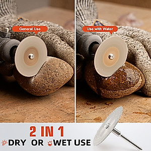 5Pcs 60mm Diamond Cutting Disc Cut Off Wheels with 5Pcs Mandrel 1/8'' Shank Stone Blade for Rotary Tool Drill Attachment Cutting Discs Polishing Glass Tiles Marble Plastic Jade (2.4in)