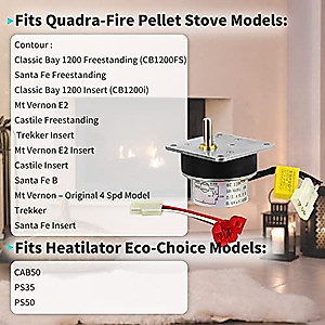 812-4421 Auger Feed Motor Replacement for Quadra-Fire Part 812-4421 & 812-4420，2.4RPM 120V Auger Feed Motor Fits for Heatilator CAB50 PS35 PS50 7000-500 PH，High Quality and More Robust