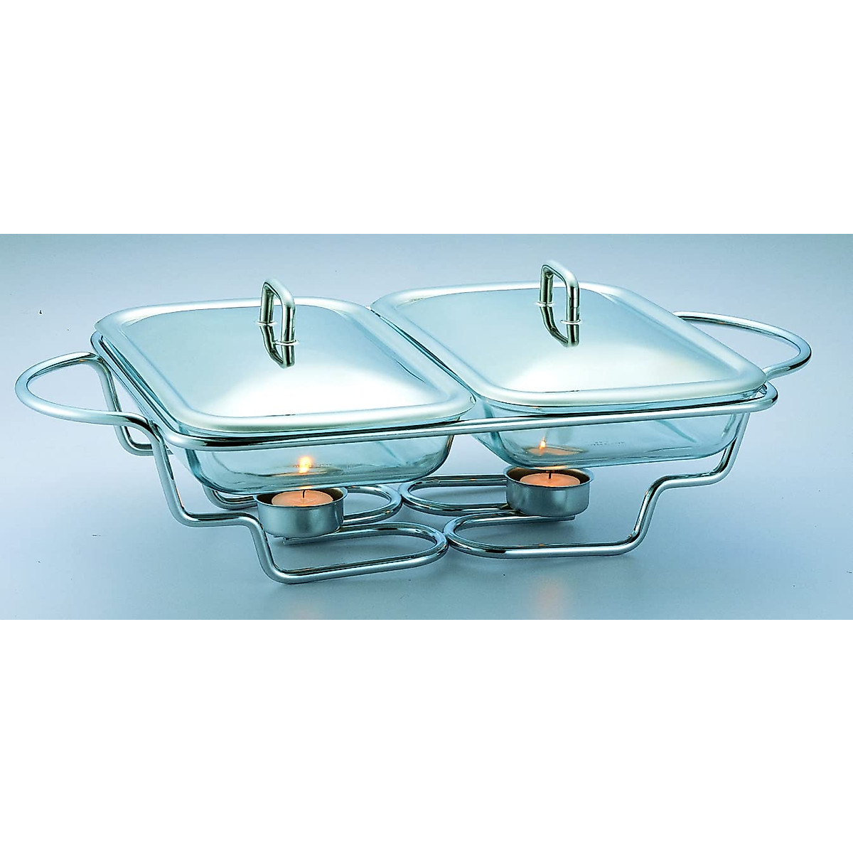 Galashield Chafing Dish Buffet Set Warming Tray with Lids Stainless Steel with 2 Oven Safe Glass Dishes Buffet Servers (1.5-Quart Each Tray)
