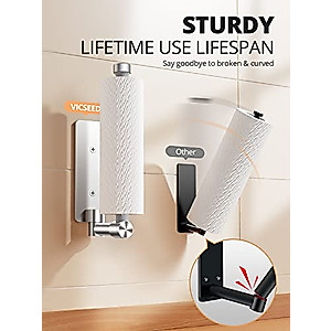 𝙉𝙤.𝟭 VICSEED Adjustable Paper Towel Holder Under Cabinet [One Hand Tear Off] Paper Towel Holder Wall Mount [Versatile Rotatable] Paper Roll Holder for Kitchen Bathroom Toilet RVs (Adhesive, Screw)