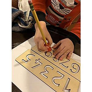 Bodima Educational Wood Handwriting Stencil Set | Easy-to-Use Writing Guide for Kids & Preschoolers | Letters & Number Stencils for More Convenient Handling & Tracing | Reusable Boards (Shapes)