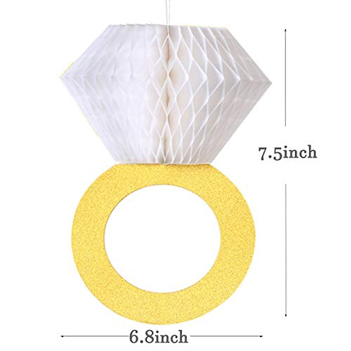 C L cooper life Bachelorette Party Decorations|Bridal Shower Supplies| Honeycomb Ring Hanging Decorations,Glitter Gold Diamond Ring,Perfect for Engagement Wedding Party and Bridal Shower