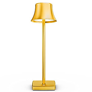 YIBEN Cordless Table Lamp, Rechargeable Battery 5000mAh Metal Aluminum Housing USB LED Portable Powered Desk Lamp, 2 Levels Brightness Night Light for Restaurants Bedroom Outdoor (Gold)