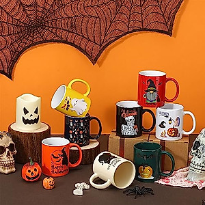 Maxdot 8 Pieces Halloween Mugs 12oz Mug Set Halloween Coffee Mugs with Handle Halloween Ceramic Matching Mugs for Home School Office Table Centerpieces Housewarming Holiday Party Gift
