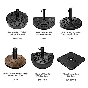 Pure Garden 50-LG1210 Outdoor Umbrella Base – Heavy-Duty Resin and Cement 34LB Weighted Patio Shade Stand for Deck, Backyard, or Poolside Use (Bronze), 1.5"-1.8"