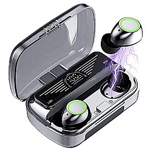 Wireless Earbuds,Bluetooth 5.2 Powerful Bass True Wireless Earphones,IPX6 Waterproof Touch Control HiFi Stereo Sound In Ear CVC8.0 Tech Noise Reduction Headphones with Mic,One-Step Pairing,LED Display