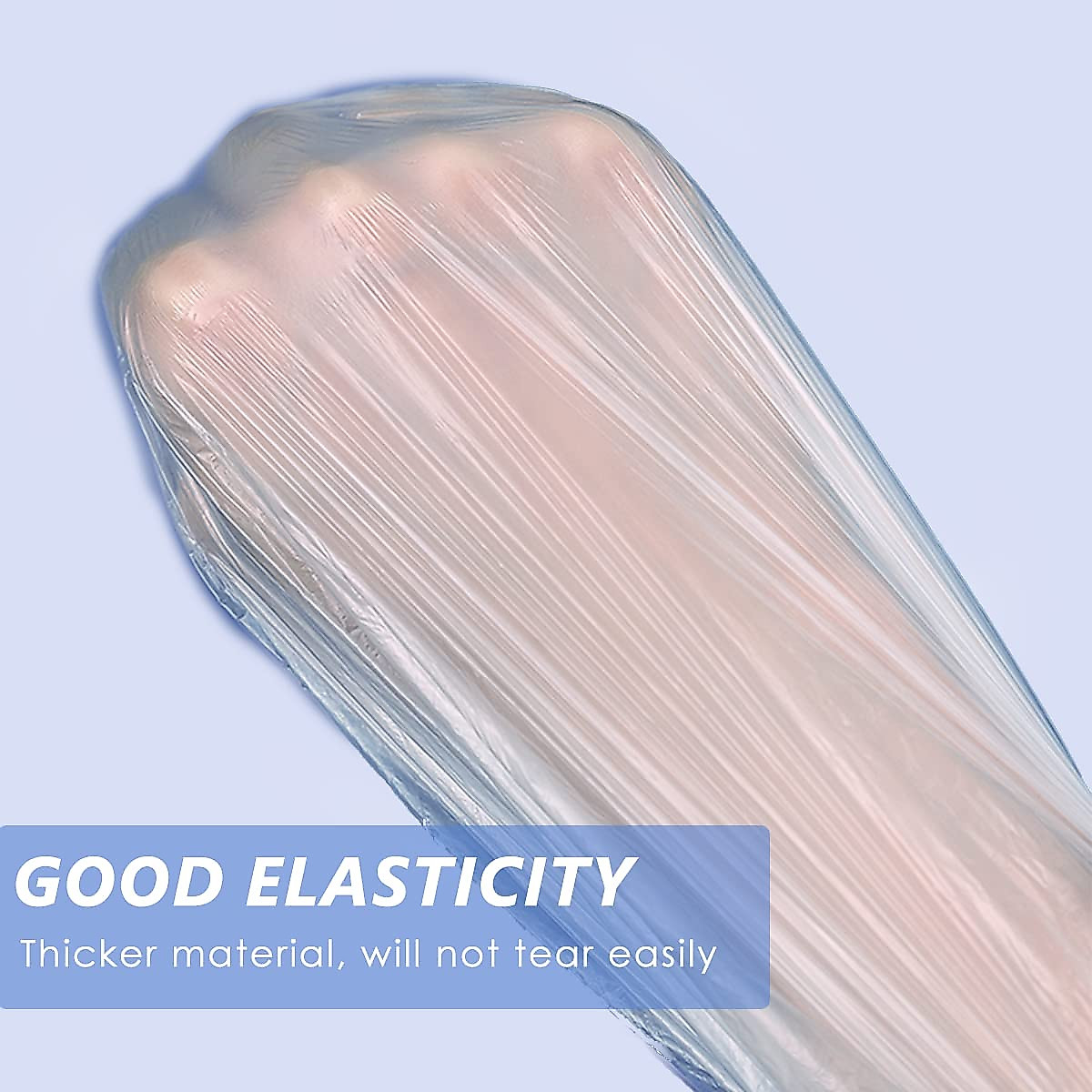 Aquior Shower Cap Disposable, 50 PCS Bath Caps Larger Thick Clear Waterproof Plastic Elastic Hair Bath Caps for Women, Hotel Travel Essentials Accessories Deep Conditioning Hair Care Cleaning Supplies