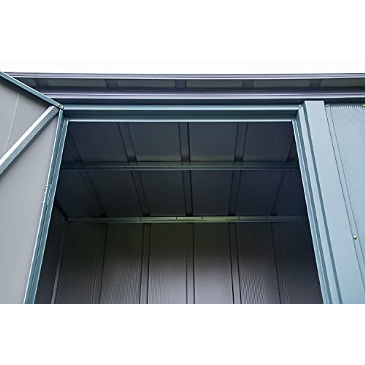 Spacemaker 4' x 3' Compact Outdoor Metal Backyard, Patio, and Garden Storage Shed Kit, Juniper Berry