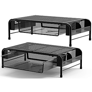 Simple Houseware 2PK Metal Desk Monitor Stand Riser with Organizer Drawer