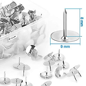 Yalis Thumb Tacks 500-count, 3/8-inch Steel Roundness Push Pins Office Tacks for Corkboard (Silver)