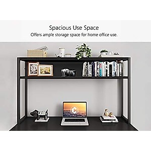 CubiCubi L-Shaped Desk with Hutch,59" Corner Computer Desk,Home Office Gaming Table Workstation with Storage Bookshelf,Dark Black