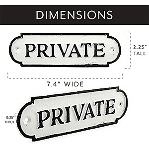 AuldHome Cast Iron Private Signs (2-Pack); Rustic Style Restricted Area Door Plaques