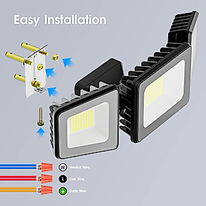 kelinvmi LED Flood Lights Outdoor 120W, 12000lm LED Security Light, High Brightness 4500K Warm White Light with IP66 Waterproof Exterior Floodlights for Yard, Garden,Playground