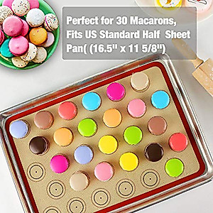 Macaron Silicone Baking Mat - Set of 2 Non Stick Silicon Macaroon Baking Sheet Cookie Liner(BPA Free/Reusable/Half Sheet),Perfect Cooking Kit for Macarons,Pastry,Cake and Bread Making (Red)