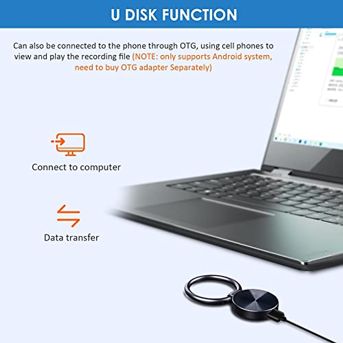 Voice Activated Recorder Keychain, HD Noise Reduction MP3 Voice Recorder, with Earphone, for Lecture, Interview, Meeting and More (32GB)